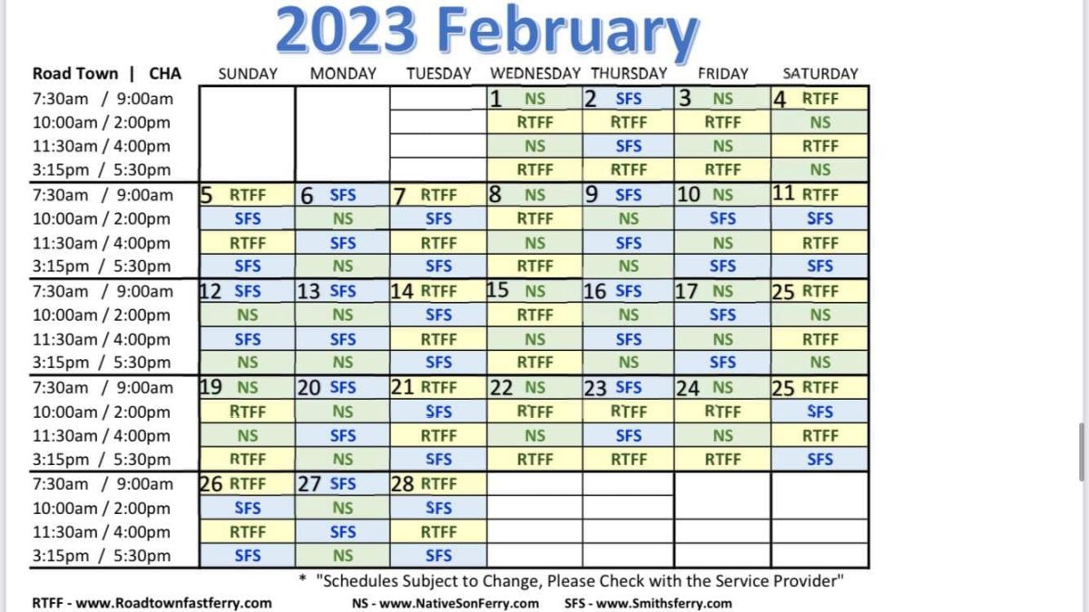 Virgin Islands Ferry Schedule