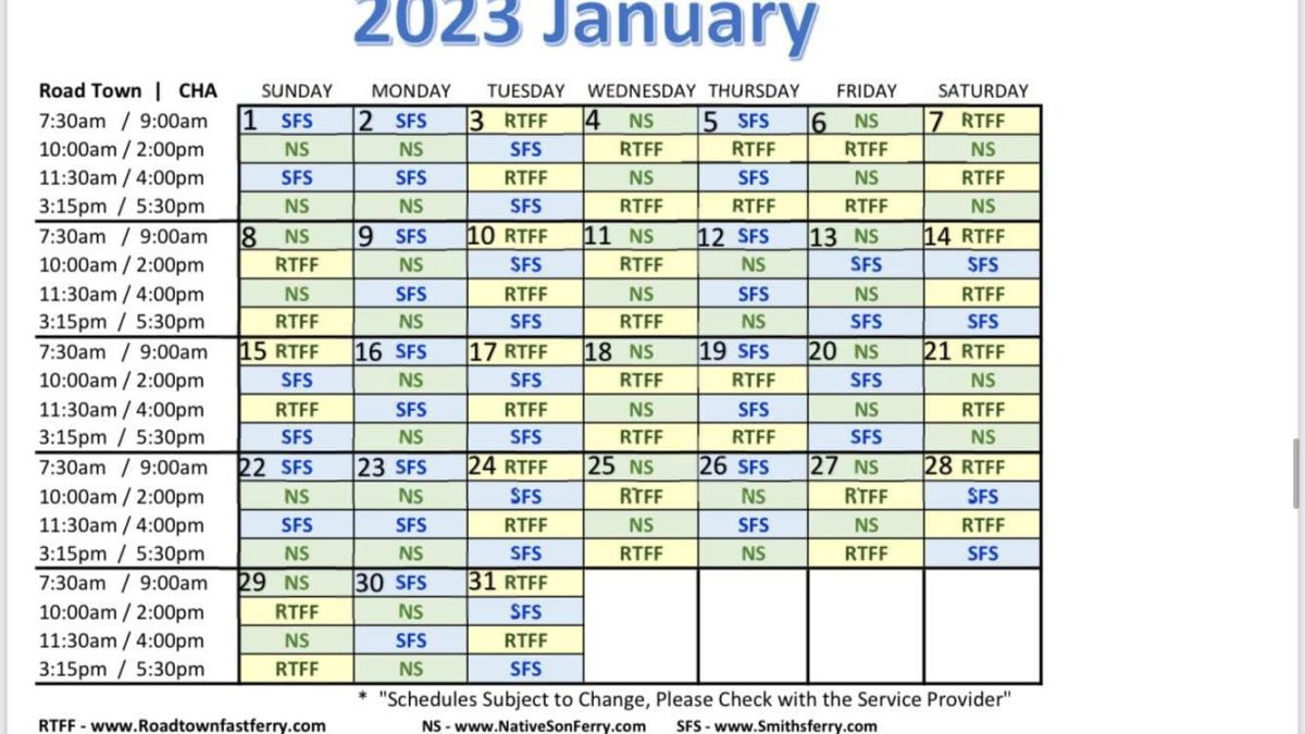 Virgin Islands Ferry Schedule